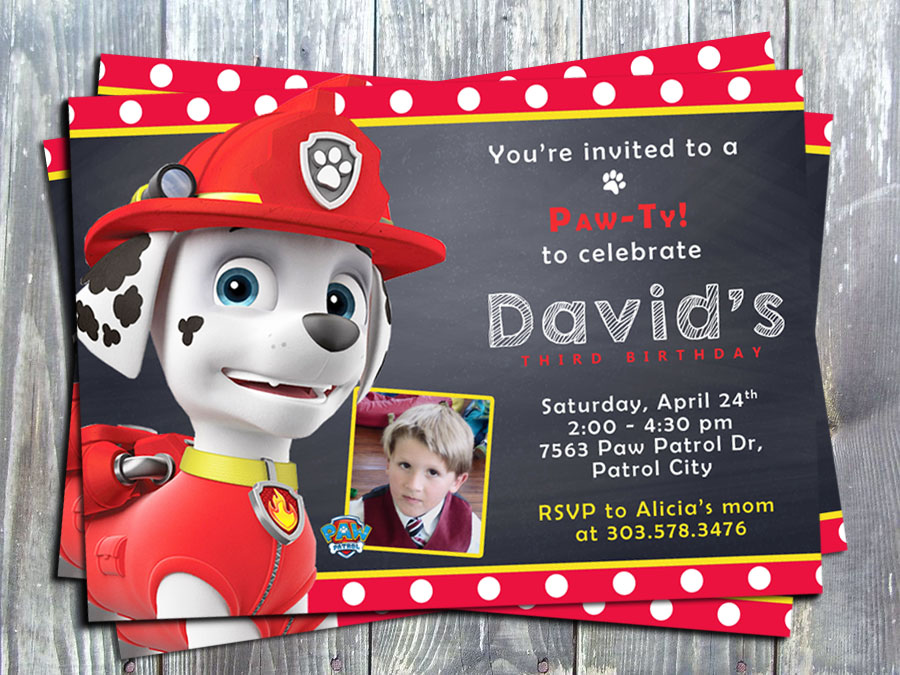 Paw Patrol Marshal Birthday Party Printable Invitation
